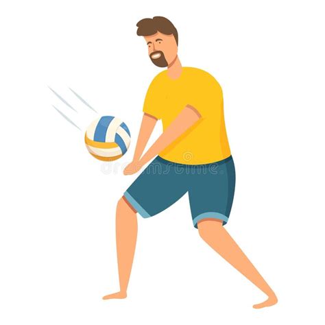 Amateur Volleyball Player Icon Cartoon Vector Netting Area Stock