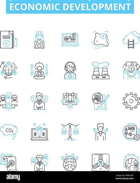 Economic Development Vector Line Icons Set Economy Development