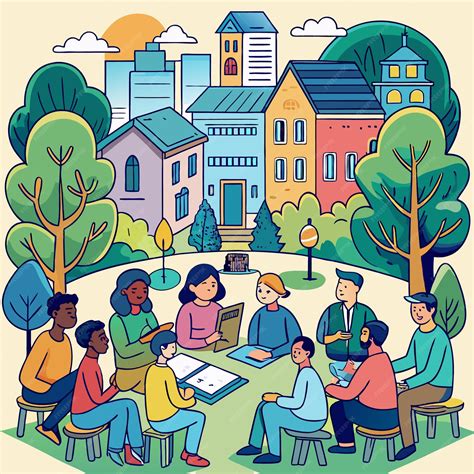 Community Meeting Illustration Group Discussion And Collaboration