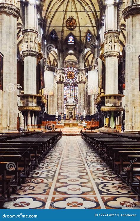 Interior Of Milan Cathedral Known As Duomo Di Milano Historical