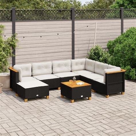 Garden Sofa Set With Cushions Modular Sofa Couch 7 Piece Poly Rattan