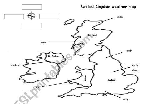 Uk Weather Map Esl Worksheet By Supersmarti