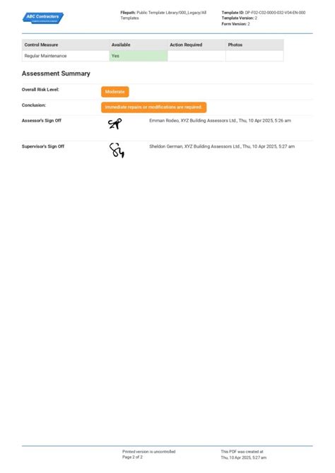 Structural Risk Assessment Template And Proven Format
