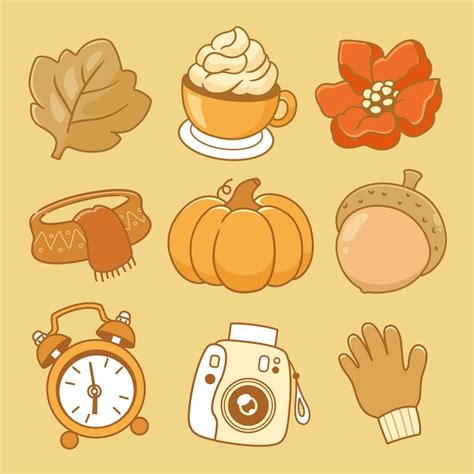 Premium Vector Hand Drawn Cute Autumn Elements Collection