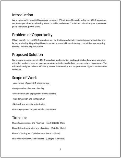 It Infrastructure Modernization Proposal Free Template