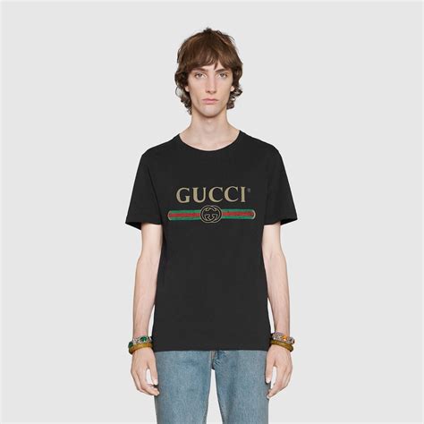 Black Washed Cotton Jersey Oversize T Shirt With Gucci Logo Gucci® Us