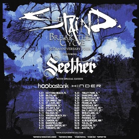 Staind Announces Break The Cycle 25th Anniversary Tour With Seether