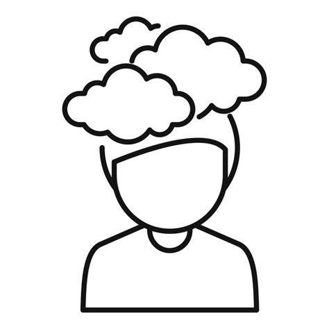 Premium Vector Person With Cloud Thoughts Icon