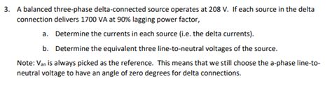 Solved 3 A Balanced Three Phase Delta Connected Source