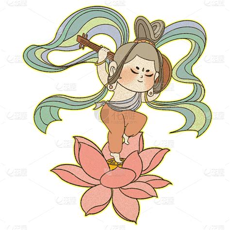 Q版壁画风 飞天仙女人物