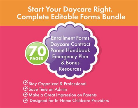 Editable Daycare Forms Bundle Canva Starter Kit With Contract