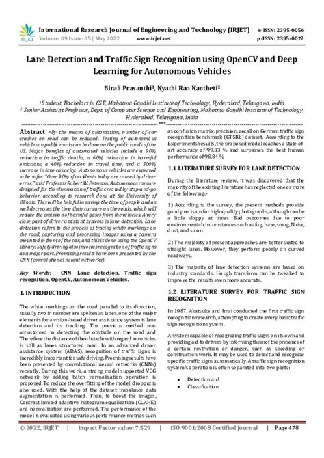 Pdf Lane Detection And Traffic Sign Recognition Using Opencv And Deep