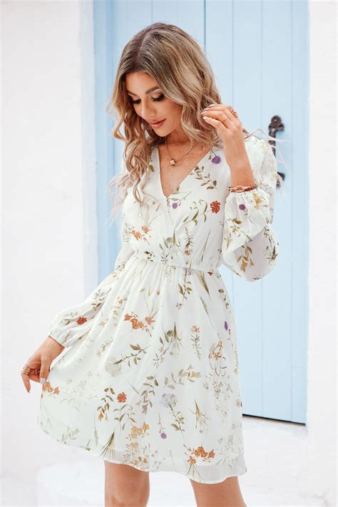 Alaia Ditsy Floral Peasant Sleeve Dress