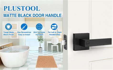 Plustool 6 Pack Matte Black Door Handles Keyless Interior Door Knobs