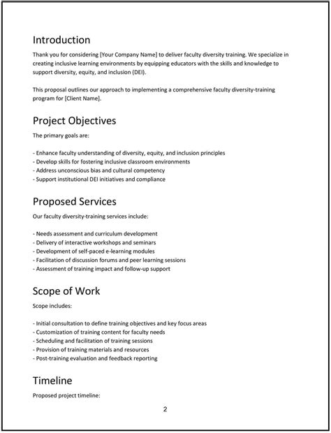 Faculty Diversity Training Proposal Free Template