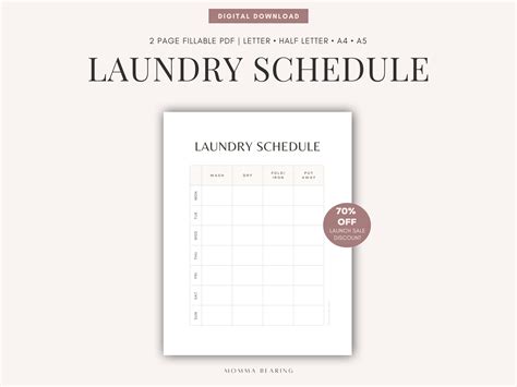Laundry Schedule Printable Editable Weekly Laundry Routine Washing