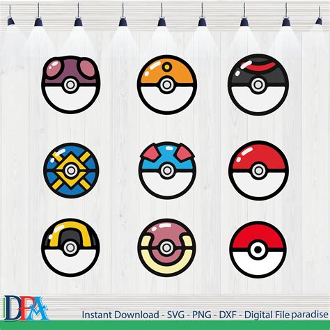 Pokeball Svg Bundle Pokemon Balls Pokeball Png Pikachu Ball Svg Ash