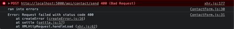 Javascript Not Receiving Response Errors From Backend Restapi Using