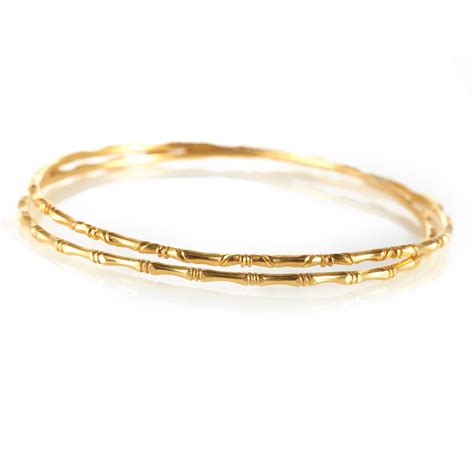 24k Yellow Gold Pattern Bangle Bracelet Set