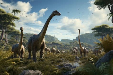 Premium Photo Dinosaurs In The Triassic Period Age In The Green Grass