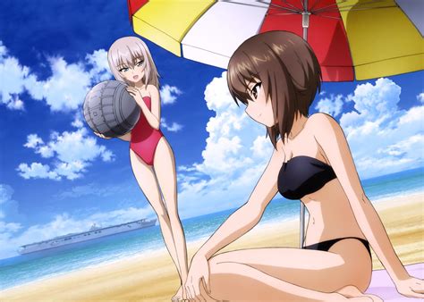 Girls Und Panzer Itsumi Erika Nishizumi Maho Bikini Cleavage Swimsuits