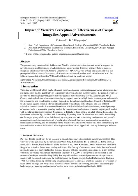 Pdf Impact Of Viewers Perception On Effect Of Couple Image Sex Appeal