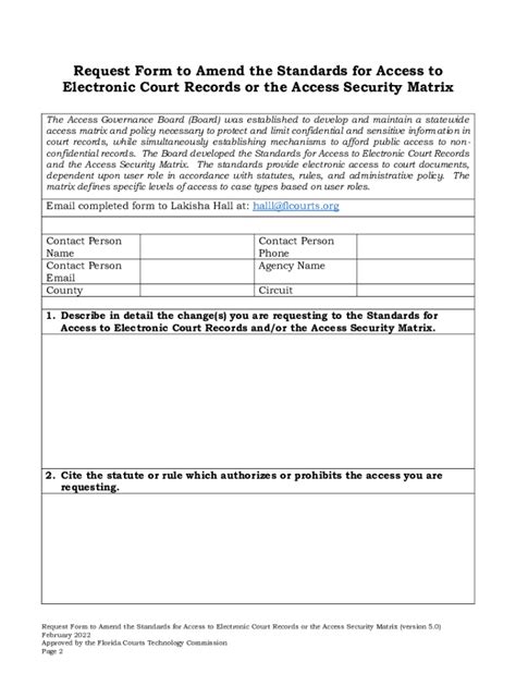 Fillable Online Request Form To Amend The Standards For Access To