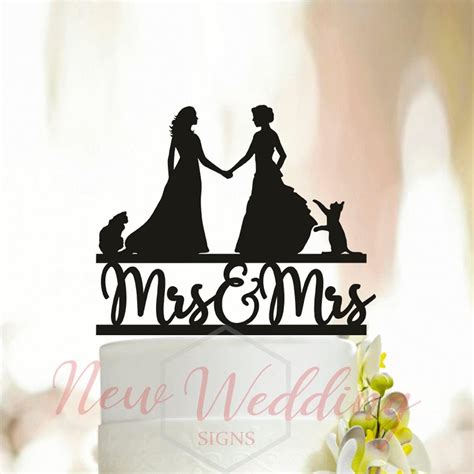 Personalized Acrylic Cake Toppers Lesbian With Two Catslesbian