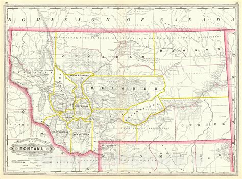 Historic Map 1887 Railroad And County Map Of Montana Vintage Wall