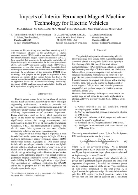 Pdf Impacts Of Interior Permanent Magnet Machine Technology For Electric Vehicles