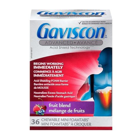 Gaviscon Mini Tabs Fast Long Lasting Relief Fruit 36 Ct