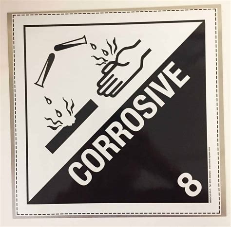 Class 8 Corrosive Placard On Metal Base Plate Hibiscus Plc