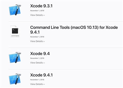 where to download old macos and xcode application