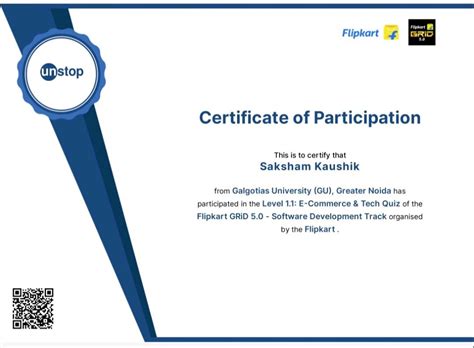 Saksham Kaushik On Linkedin Flipkartgrid Unstop Achievementunlocked