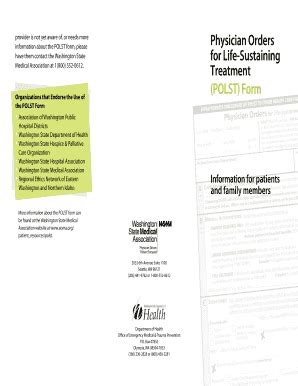 Bill Of Sale Form Washington Physician Orders For Life Sustaining