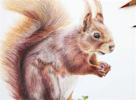 Red Squirrel Original Colour Pencil Illustration Etsy Tiere