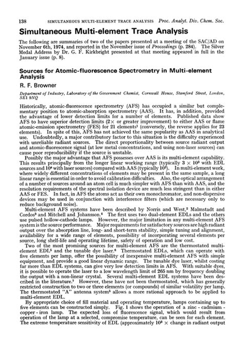 Simultaneous Multi Element Trace Analysis Proceedings Of The Analytical Division Of The