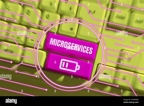 Sign Displaying Microservices Internet Concept Software Development Technique Building Single