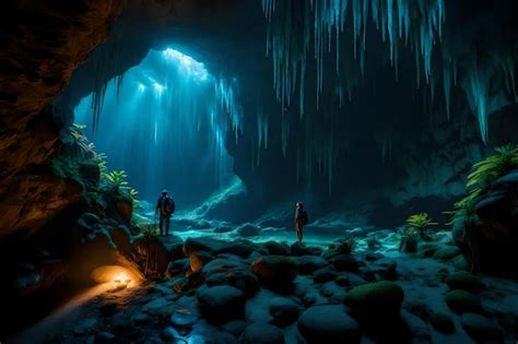 Premium Ai Image A Cave With A Cave In The Background