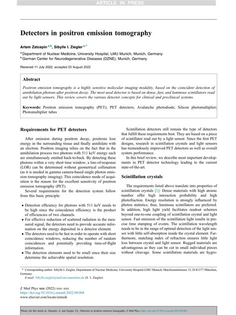 Pdf Detectors In Positron Emission Tomography