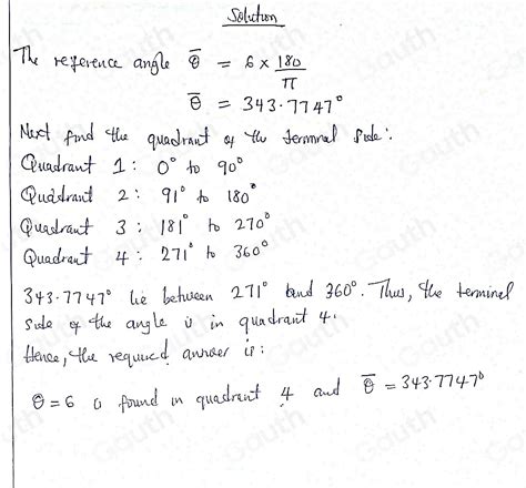 Solved Consider The Angle 6 Radians Determine The Quadrant In Which