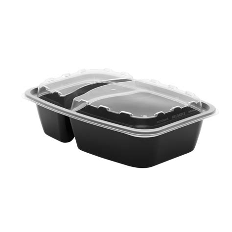 28oz 2 Compartment Rectangular Food Container With Snap Seal Lid