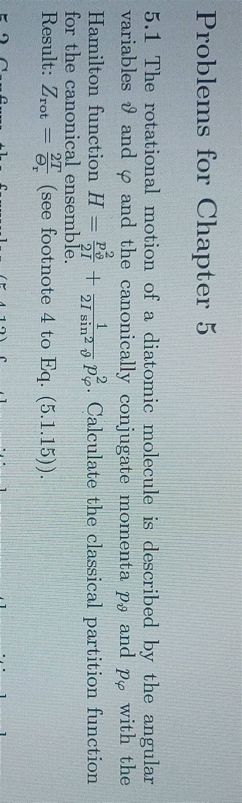 Problems For Chapter 5 51 The Rotational Motion Of A Diatomic Molecule