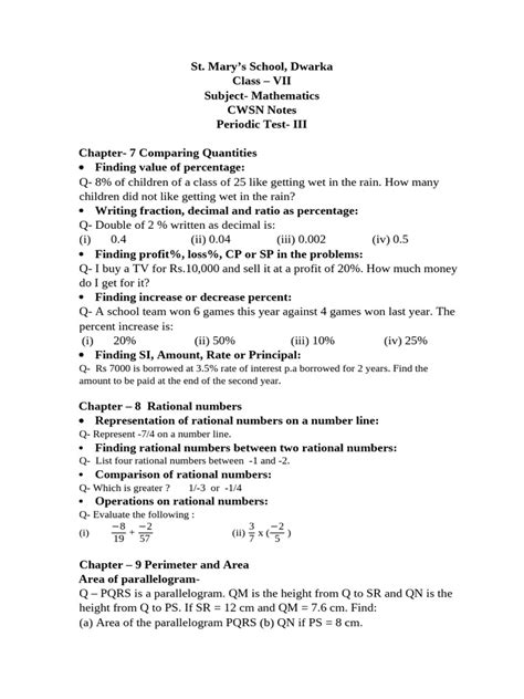 Cwsn Notes Class 7 Maths Pt 3 2023 24 Pdf