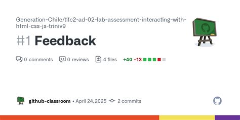 Feedback By Github Classroom Bot · Pull Request 1 · Generation Chile