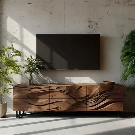 Sculpted Walnut Tv Stand Organic Modern Media Console