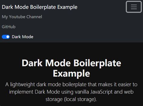 Dark Mode Boilerplate In Vanilla Javascript Css Script