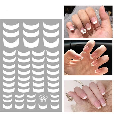 Nail Art Stickers Decals Transfers White French Nail Tips Etsy Uk
