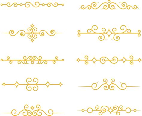Luxury Divider Ornate Swirl Borders Vector Isolated Golden Fancy
