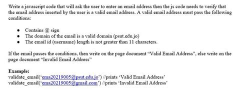 Solved Write A Javascript Code That Will Ask The User To